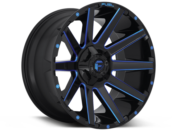 FUEL D644 "CONTRA" Wheel in Gloss Black, Blue Tinted Spokes for 07-up ...